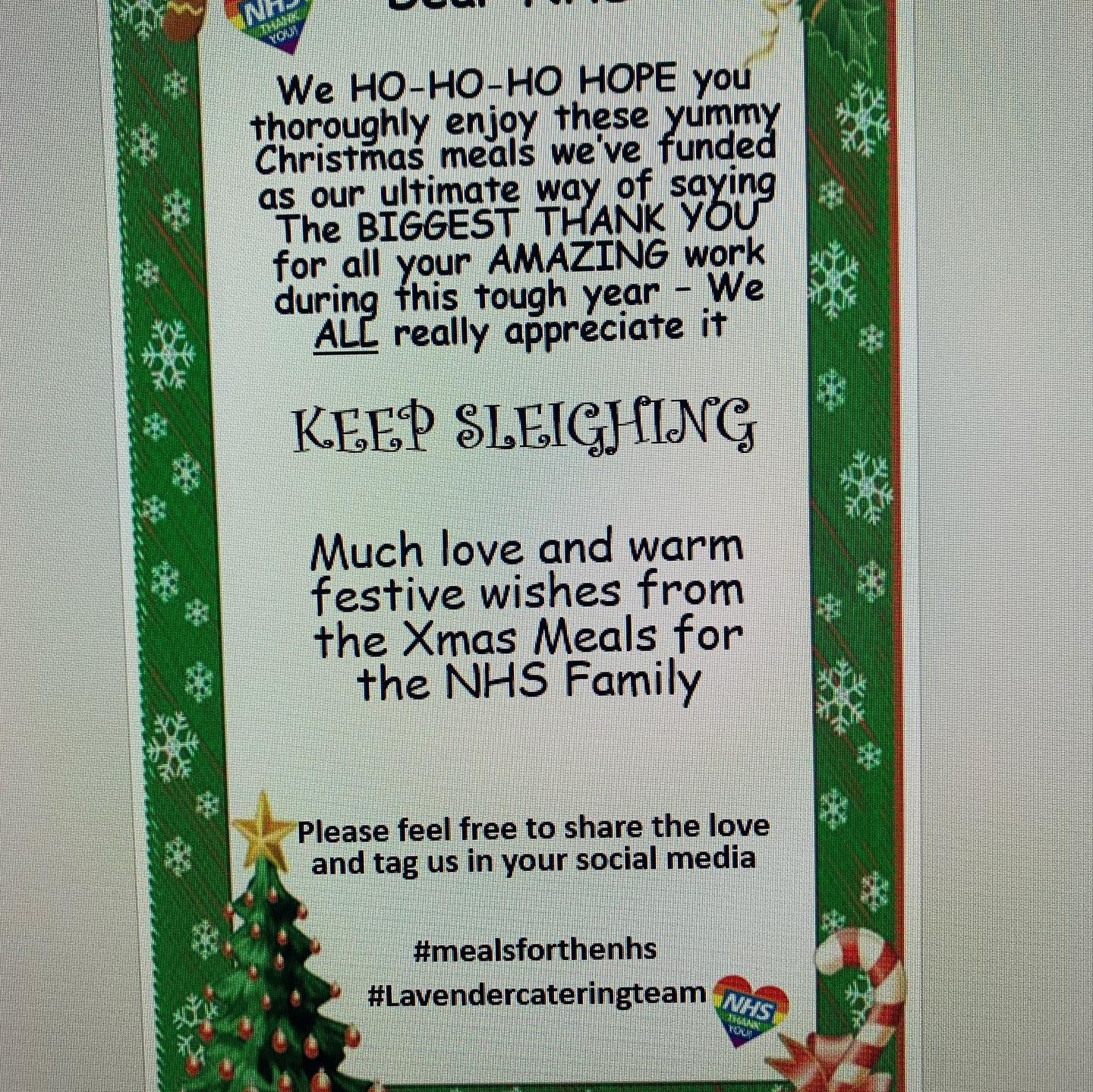 NHS Christmas Meals - Lavender Catering